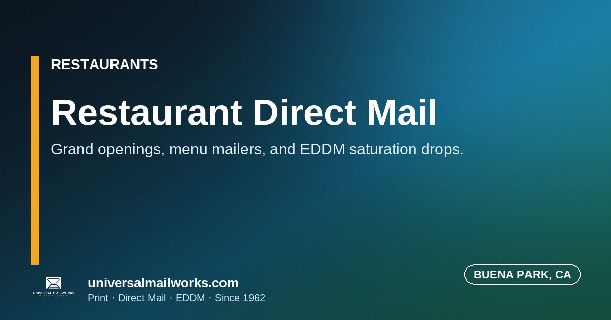 Restaurants & Food Service Direct Mail & Printing | Universal Mailworks